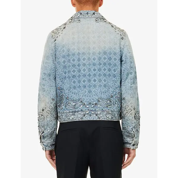 Amiri Crystal Monogram Denim Jacket