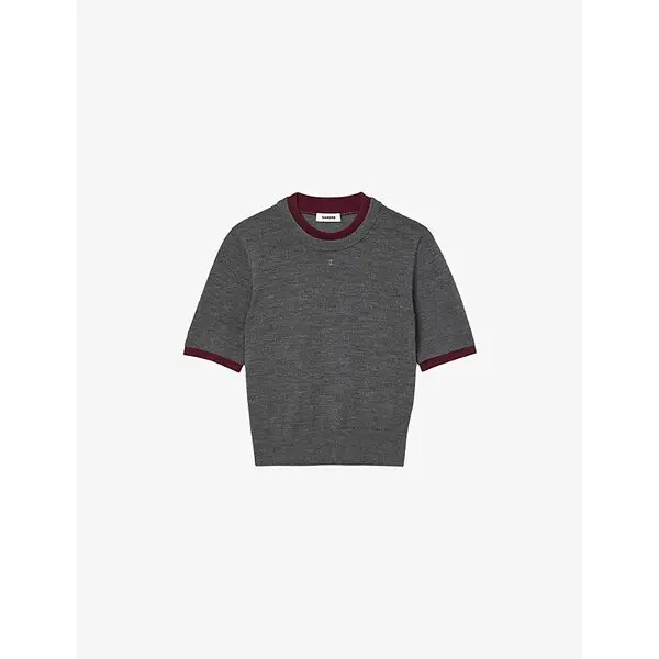 Sandro Short-sleeve Fine-knit Wool Jumper - Grey