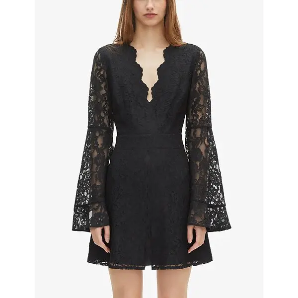 kooples black lace dress The Kooples V-Neck Lace Mini Dress In Black - 41% Off