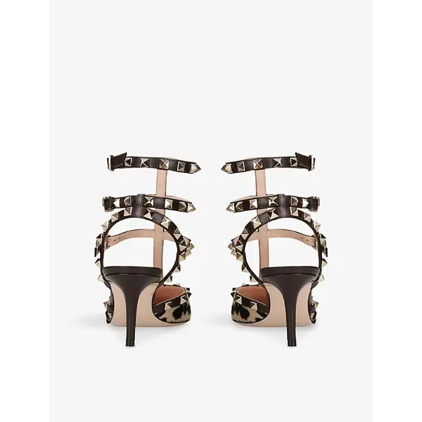 Valentino Garavani Rockstud Pony-effect Leather Heeled Courts - Brown/oth