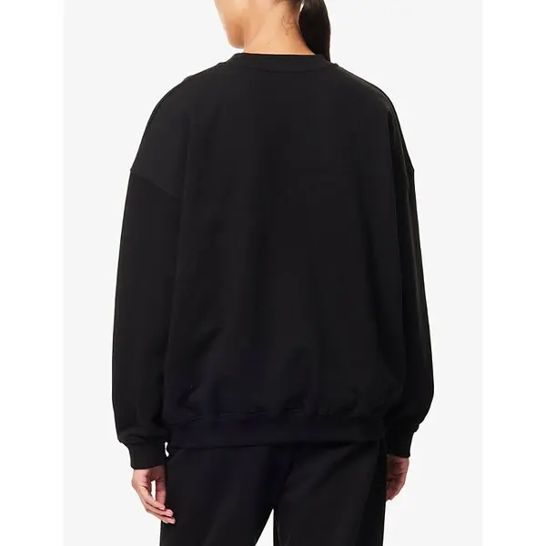 ADANOLA Oversized Cotton Sweatshirt - Black