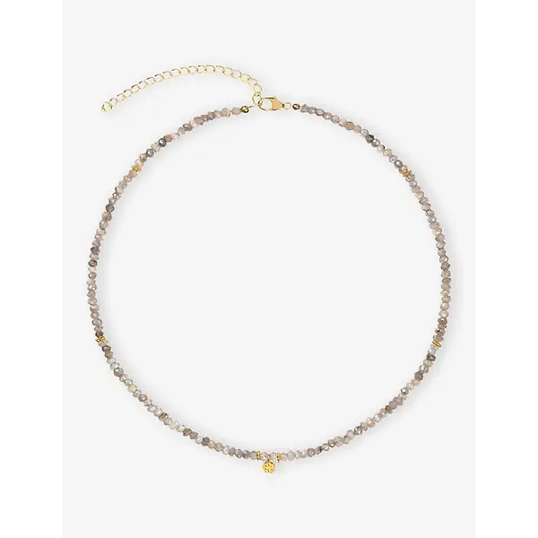 LA MAISON COUTURE Amadeus Ines 18ct Yellow Gold Vermeil And Labradorite Necklace - Grey