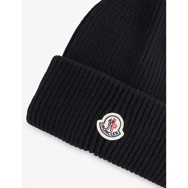 Moncler Ribbed Wool-cashmere Beanie With Logo Patch