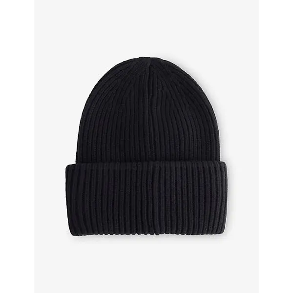 Moncler Ribbed Wool-cashmere Beanie With Logo Patch