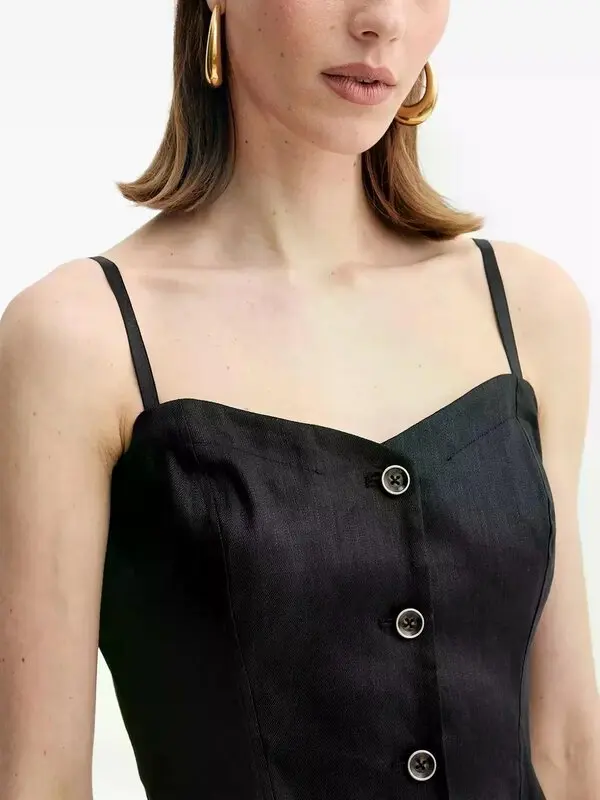 Guess Buttoned-front Linen-blend Top