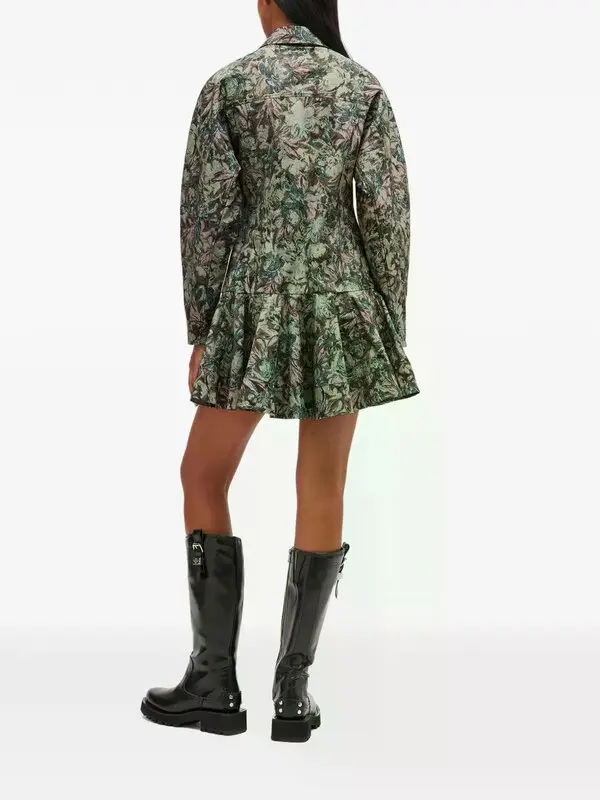 GANNI Floral Print Buttoned Dress - Neutrals