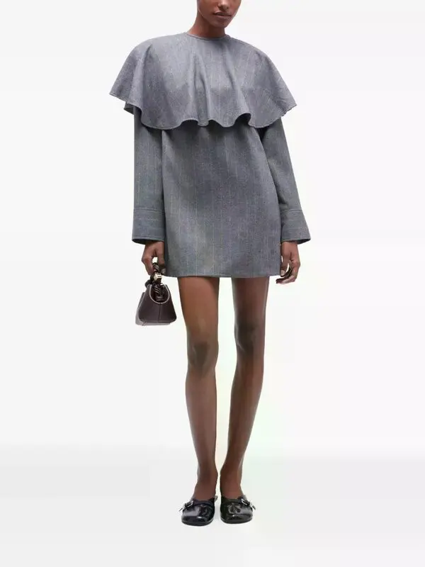 GANNI Pinstripe Ruffled Dress