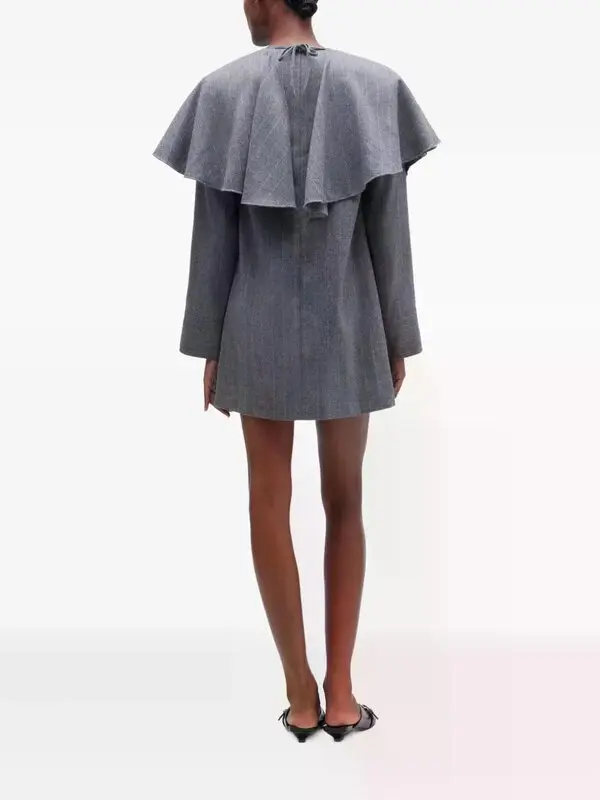 GANNI Pinstripe Ruffled Dress