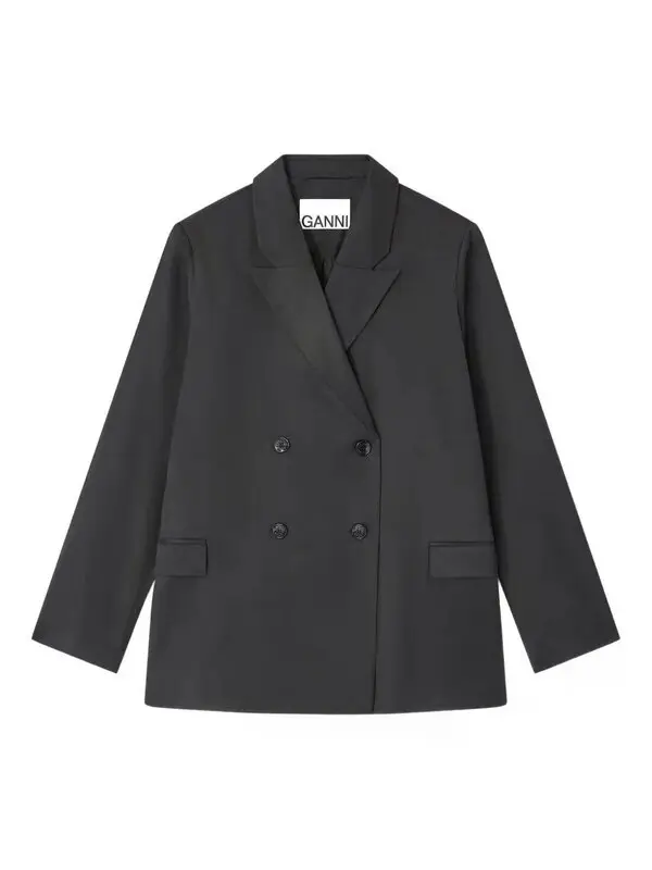 GANNI Calendered Double-breasted Blazer