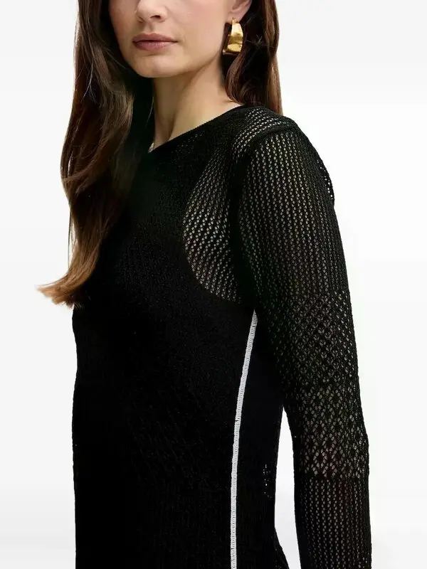 Pinko Pointelle-knit Side-stripe Mini Dress