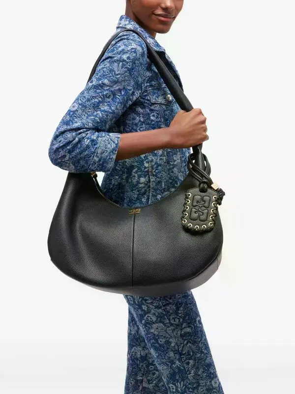 GANNI Logo-engraved Tote Bag - Black