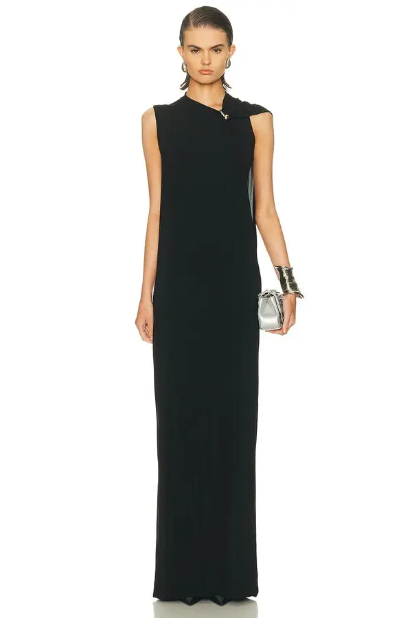 blue embellished dress Side Slit Blue Embellished Dress with Cape Feathered Sleeves XL