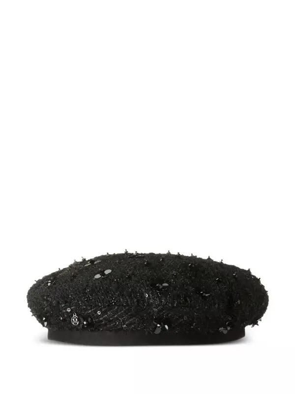 MAISON MICHEL Beaded Beret - Black
