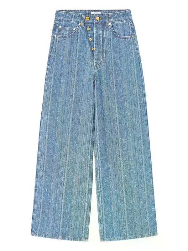 GANNI Horizontal-pattern Deconstructed Jeans