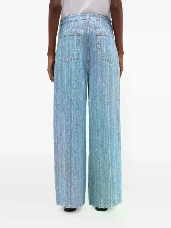 GANNI Horizontal-pattern Deconstructed Jeans