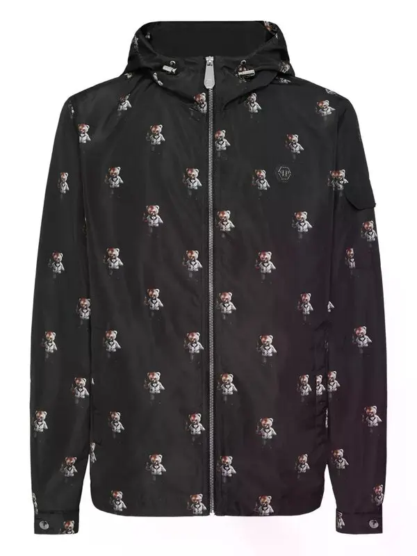 Philipp Plein Teddy Bear Print Hooded Jacket