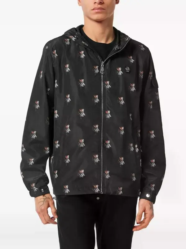 Philipp Plein Teddy Bear Print Hooded Jacket