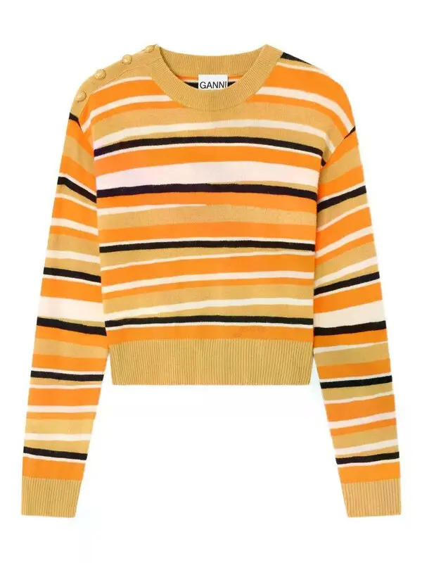 GANNI Striped Button-detailed Sweater