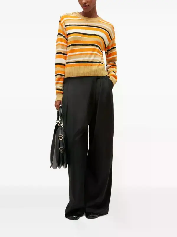 GANNI Striped Button-detailed Sweater
