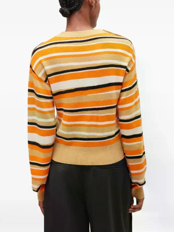 GANNI Striped Button-detailed Sweater