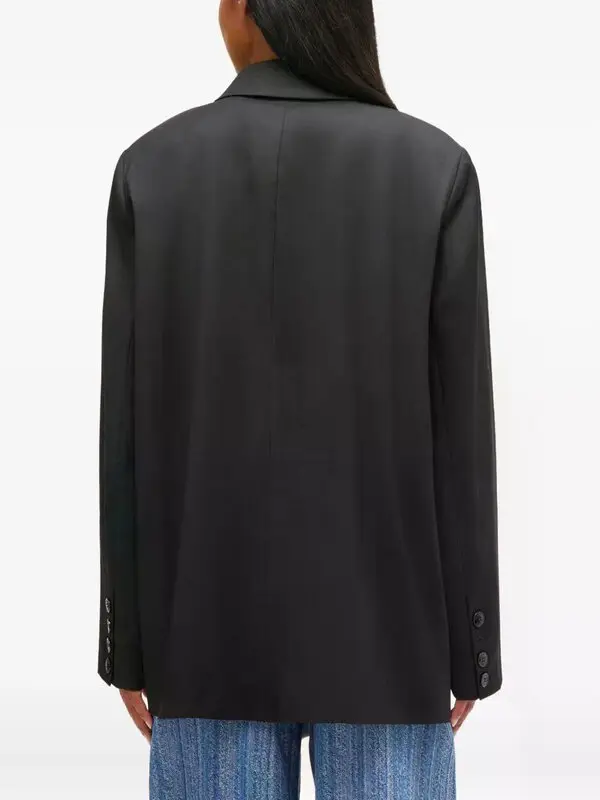 GANNI Calendered Double-breasted Blazer - Grey