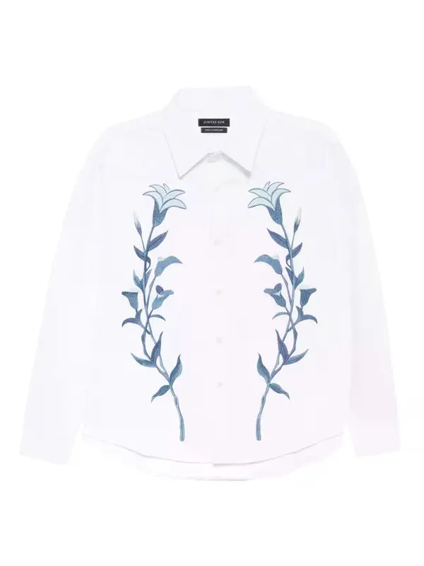 JUNTAE KIM Floral-embroidered Shirt - White