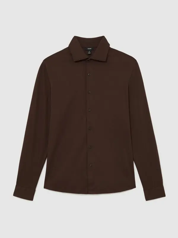 REISS Duke Air-water Cotton Slim-fit Shirt - Brown