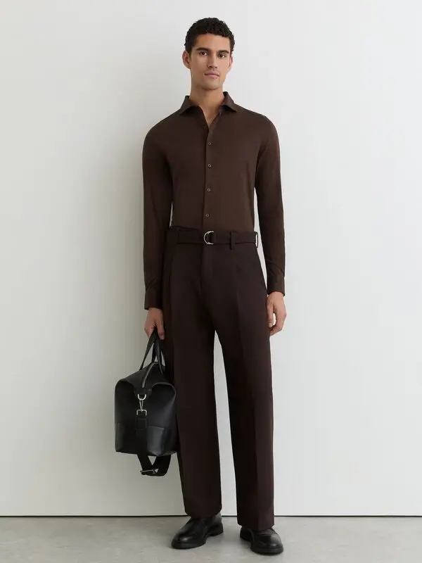 REISS Duke Air-water Cotton Slim-fit Shirt - Brown