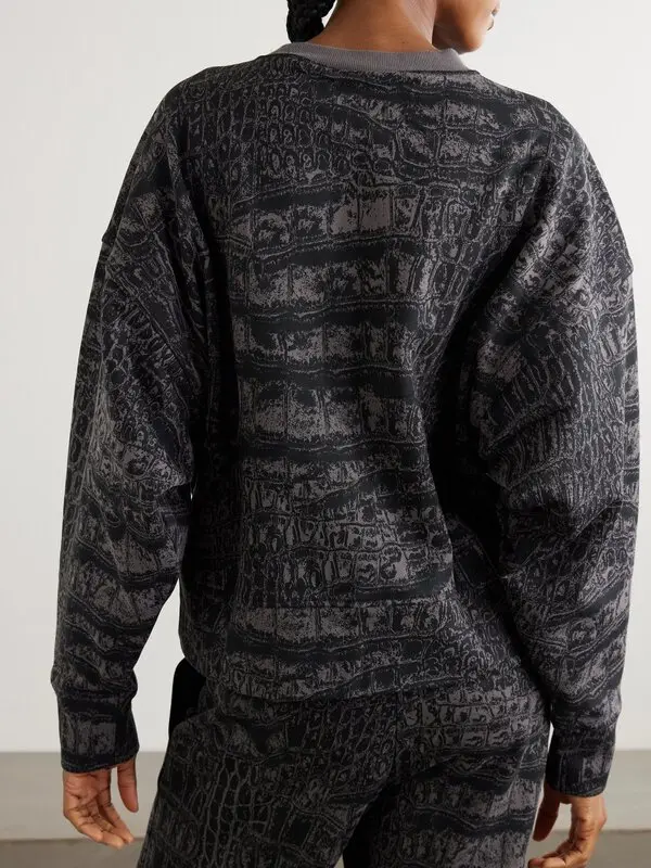 Adidas By Stella McCartney Croc-print Organic Cotton-jersey Sweatshirt