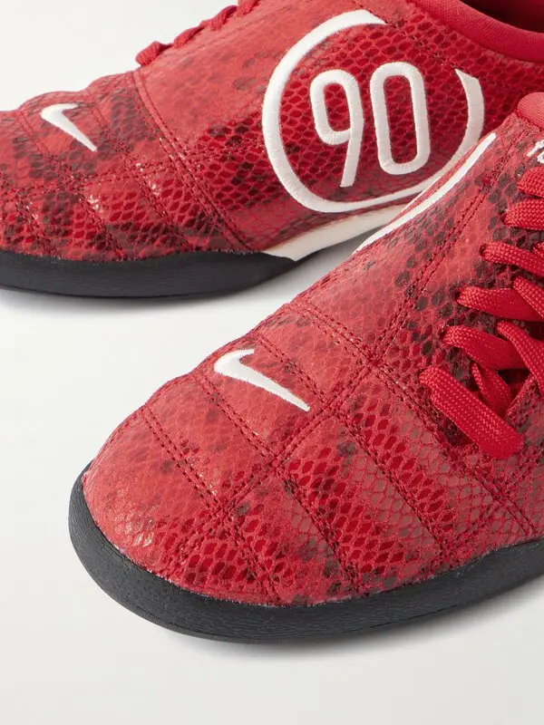 Nike Total 90 Se Embroidered Snake-effect Leather Sneakers - Red