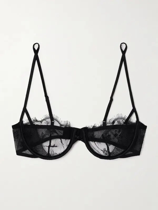 Kiki De Montparnasse Lace Underwired Soft-cup Balconette Bra - Black