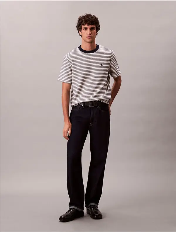 Calvin Klein Ottoman Stripe Crewneck Tee - Chalk