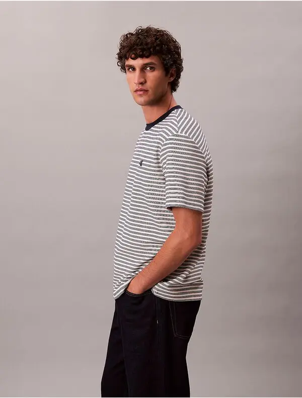 Calvin Klein Ottoman Stripe Crewneck Tee - Chalk