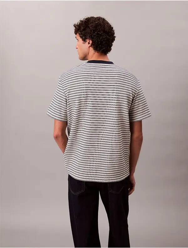 Calvin Klein Ottoman Stripe Crewneck Tee - Chalk