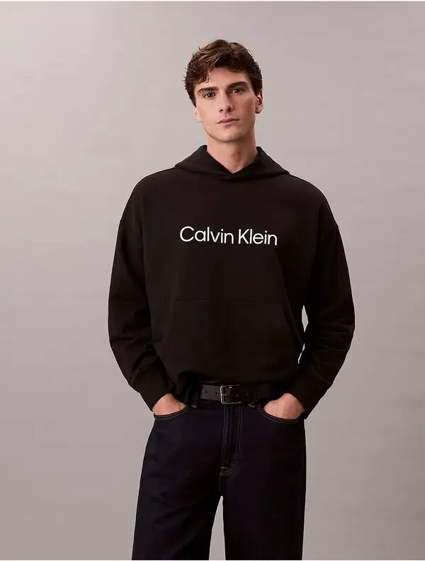 Calvin Klein Standard Logo Terry Hoodie - Black