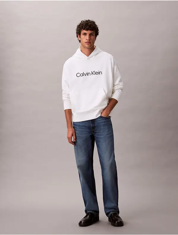 Calvin Klein Standard Logo Terry Hoodie - Bright White