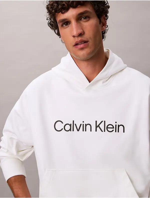 Calvin Klein Standard Logo Terry Hoodie - Bright White