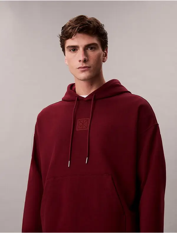 Calvin Klein Emblem Logo Terry Hoodie - Renaissance Red