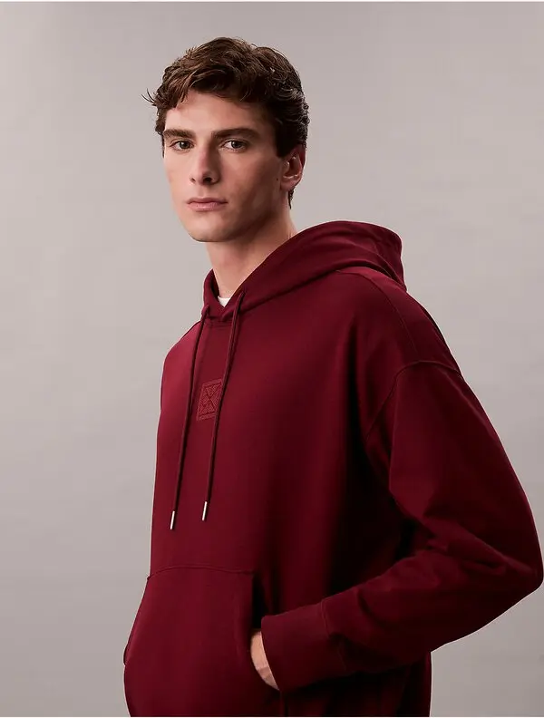Calvin Klein Emblem Logo Terry Hoodie - Renaissance Red