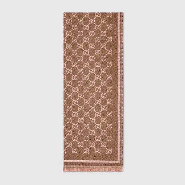 Gucci Gg Wool Scarf Wool - Brown
