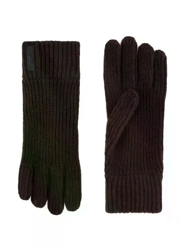 Giorgio Armani Ribbed Cashmere Gloves - Brown