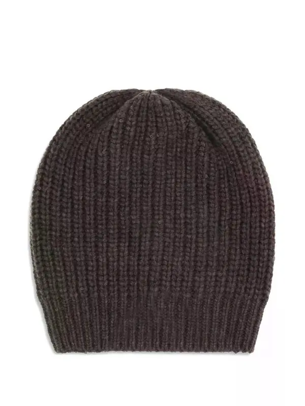 Brunello Cucinelli Ribbed Sequin-embellished Beanie - Brown