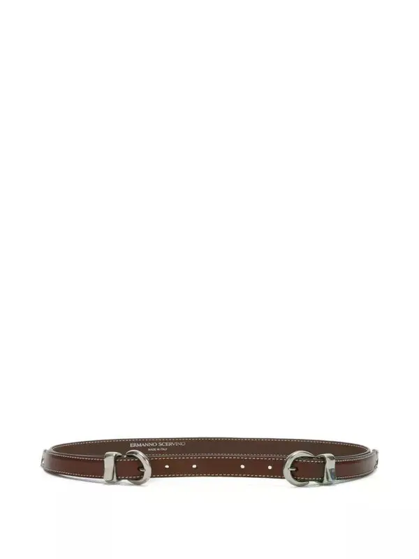 Ermanno Scervino Double-buckle Calfskin Belt - Brown