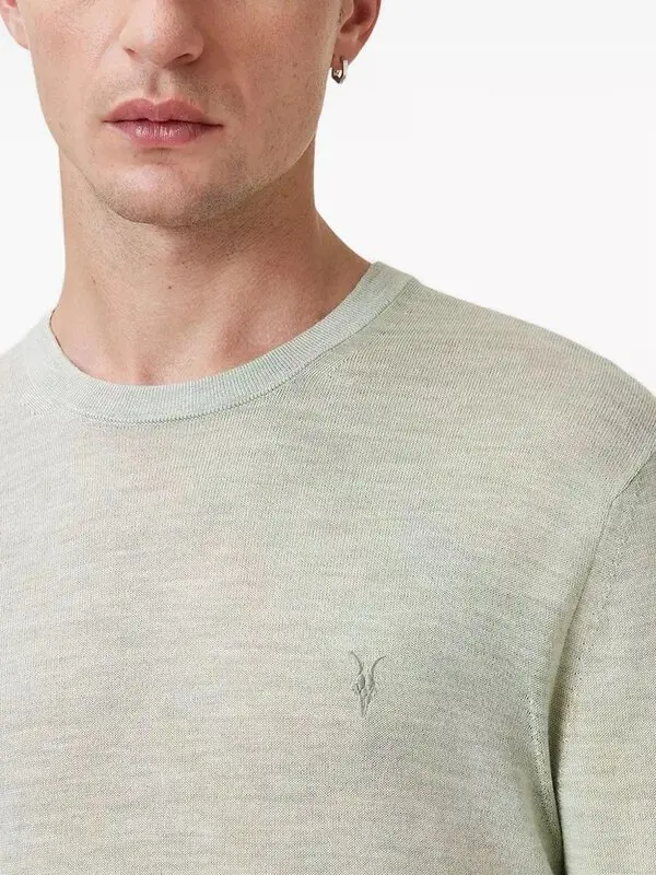 ALLSAINTS Embroidered-logo Crew-neck Sweater - Green