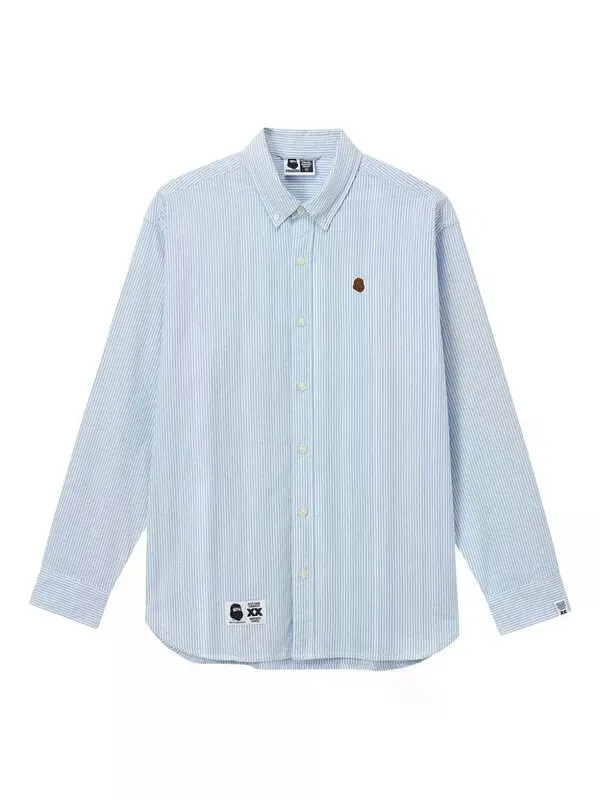 FINGERCROXX Logo-patch Striped Shirt - Blue