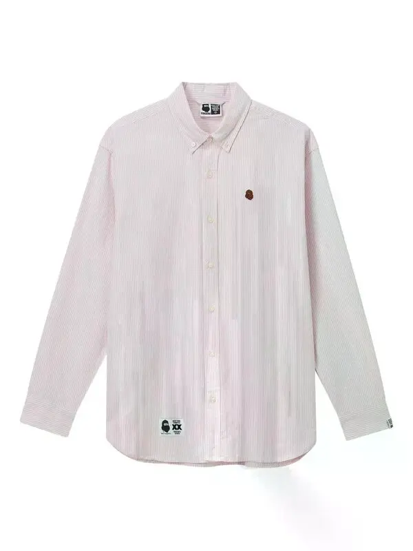 FINGERCROXX Striped-embroidered Shirt - Pink