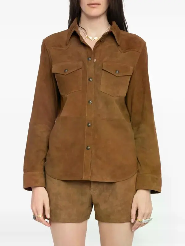Zadig&Voltaire Suede Button-down Shirt - Brown