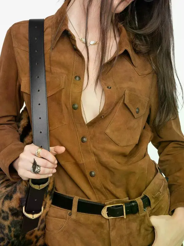 Zadig&Voltaire Suede Button-down Shirt - Brown