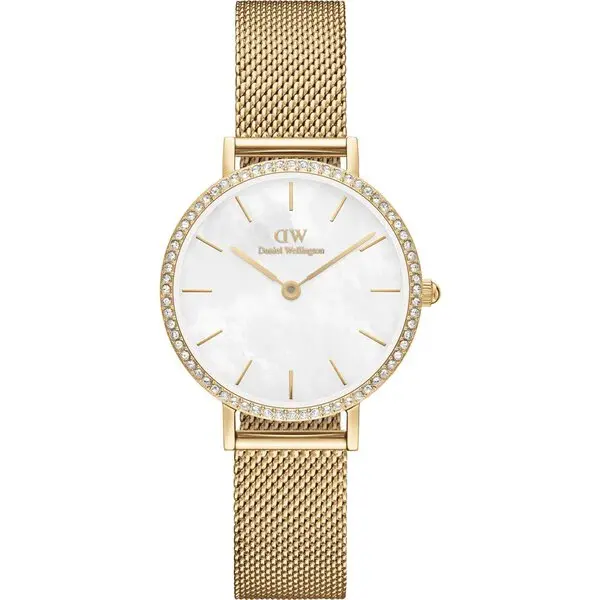 DANIEL WELLINGTON Petite Lumine Mesh Strap Watch - Gold