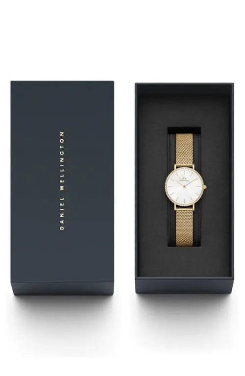 DANIEL WELLINGTON Petite Lumine Mesh Strap Watch - Gold